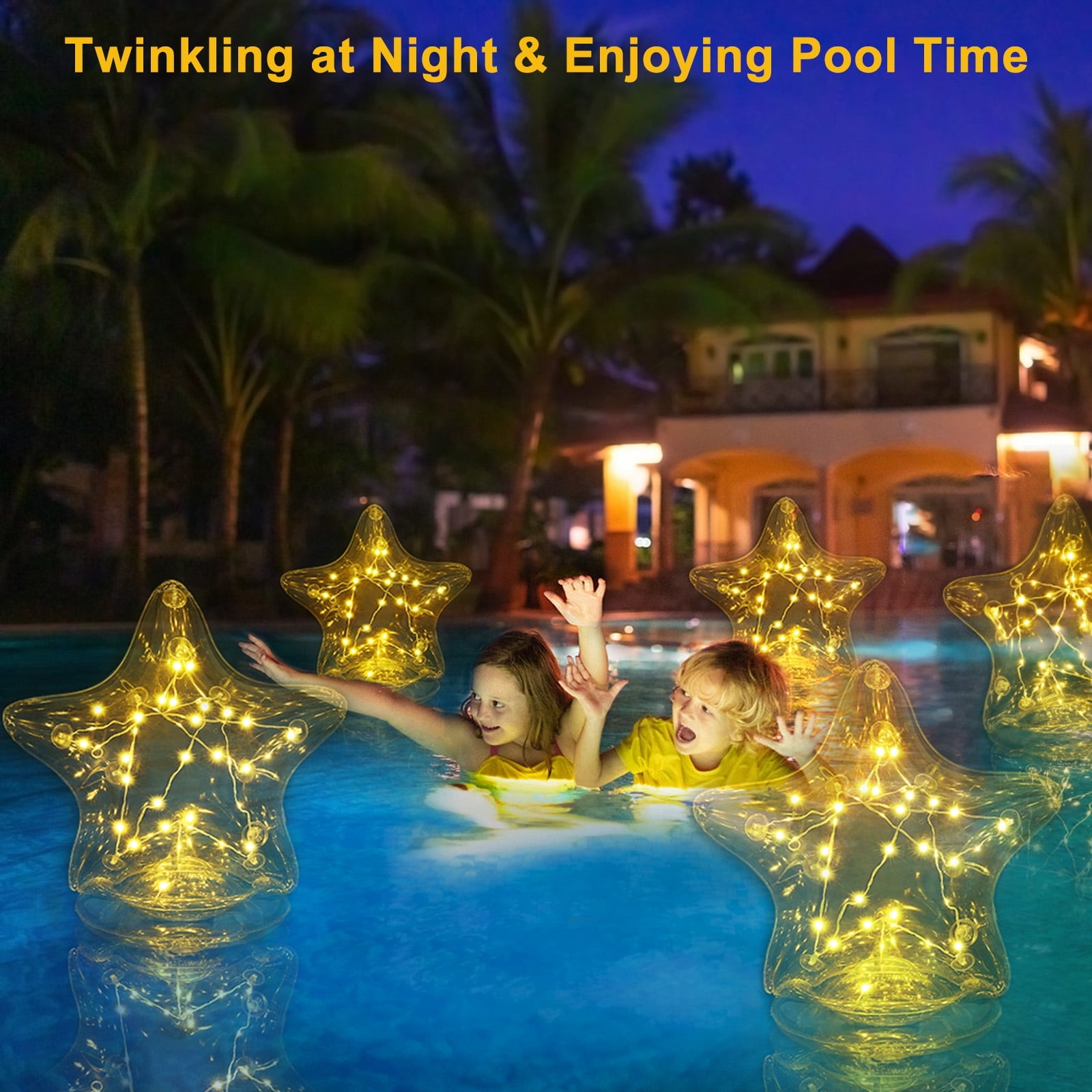 DAZLUTE 2PCS Float Pool Light Solar Inflatable Glow Star for ...