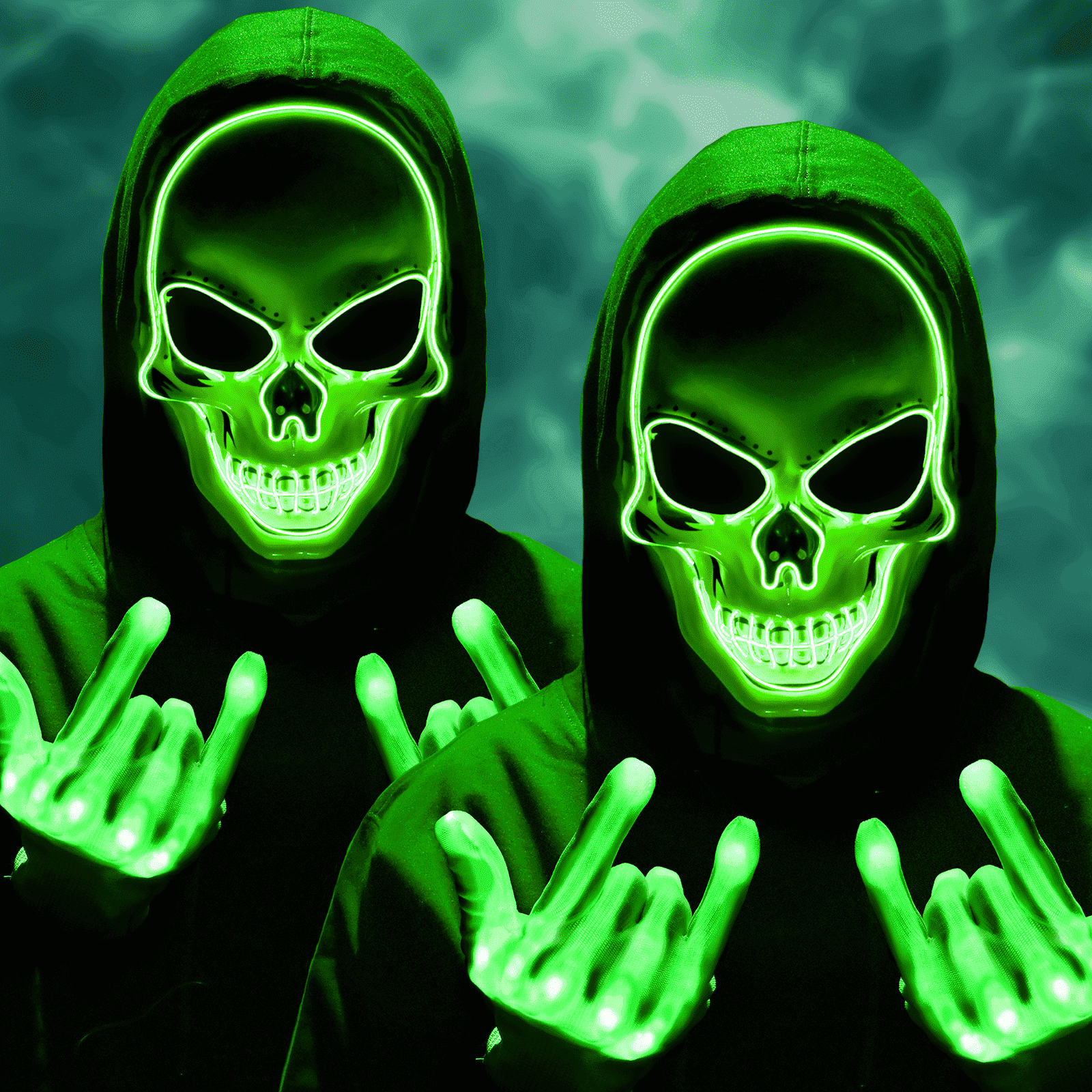 DAZLUTE Halloween Mask LED Light up Glow Gloves Perfect for Festival ...