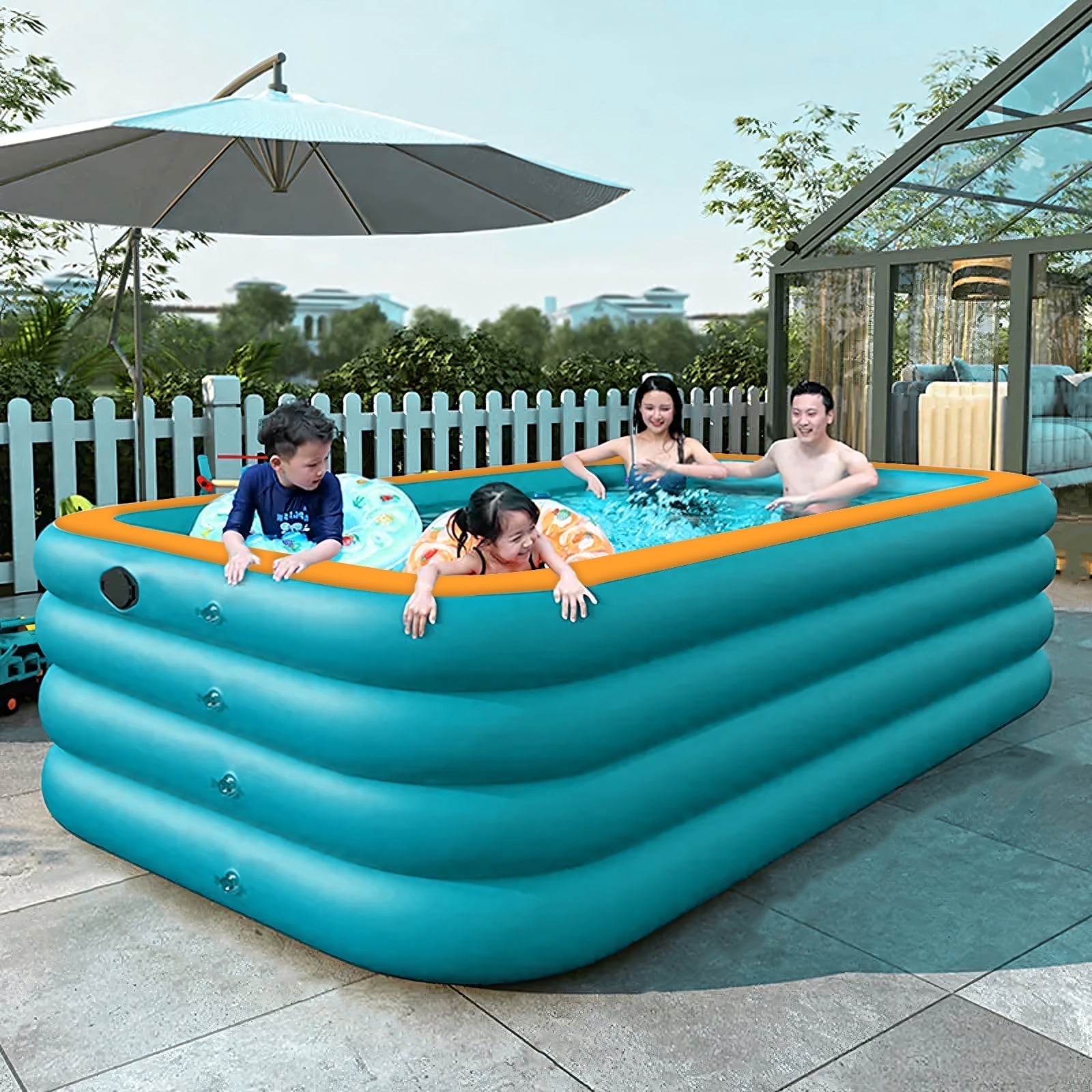 DAZLUTE Inflatable Pool, 71" X 51" X 22" Above Ground Pools, Kiddie ...