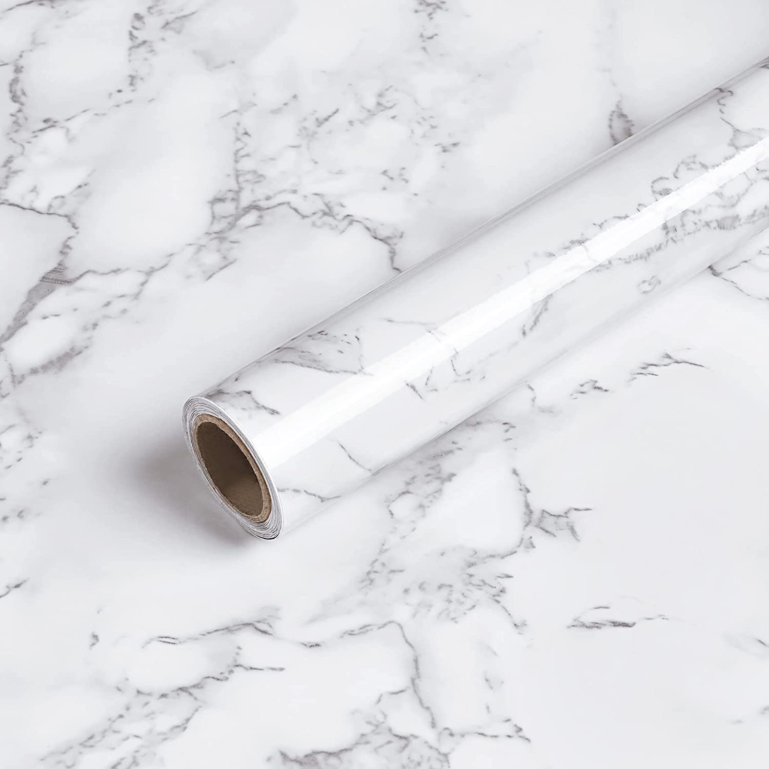 VEELIKE Marble Contact Paper 15.7"×354" Grey White Marble Wallpaper ...