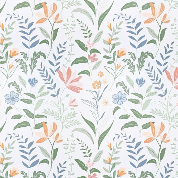 Abyssaly Floral Peel and Stick Wallpaper 17.3" x 118" White Flower Self ...