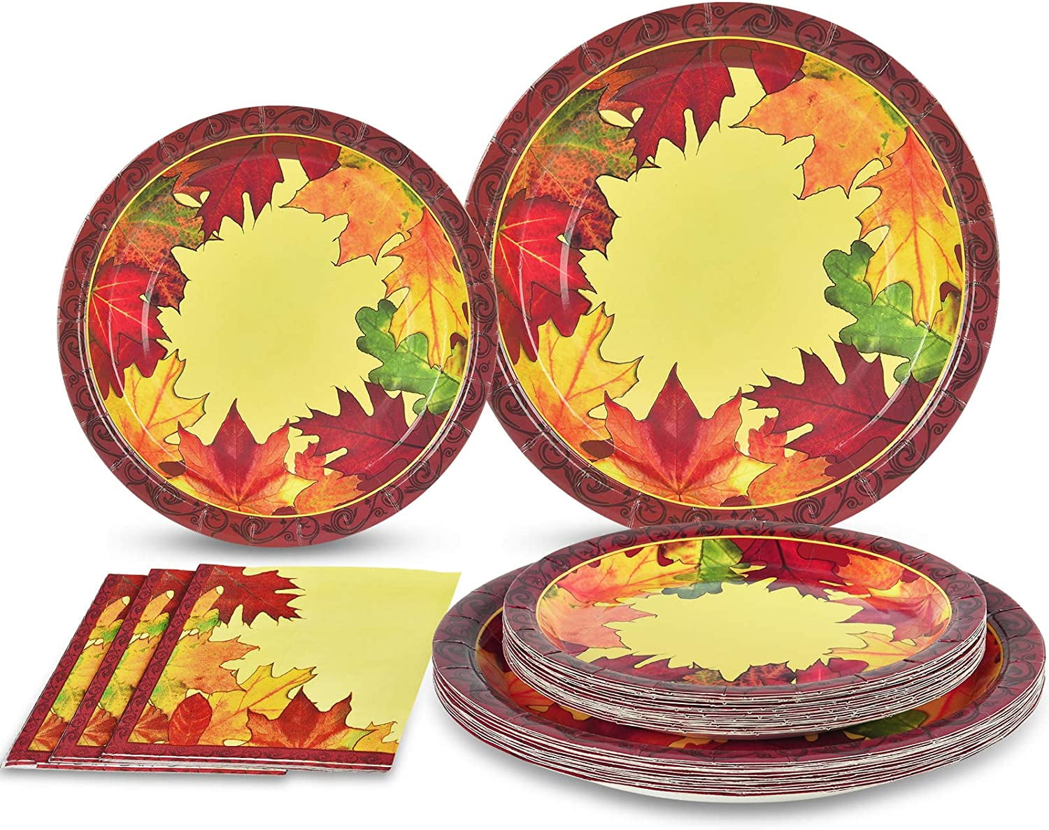 DAZLUTE 200 PCS Fall Plates and Napkins, Fall Dishes, Thanksgiving ...