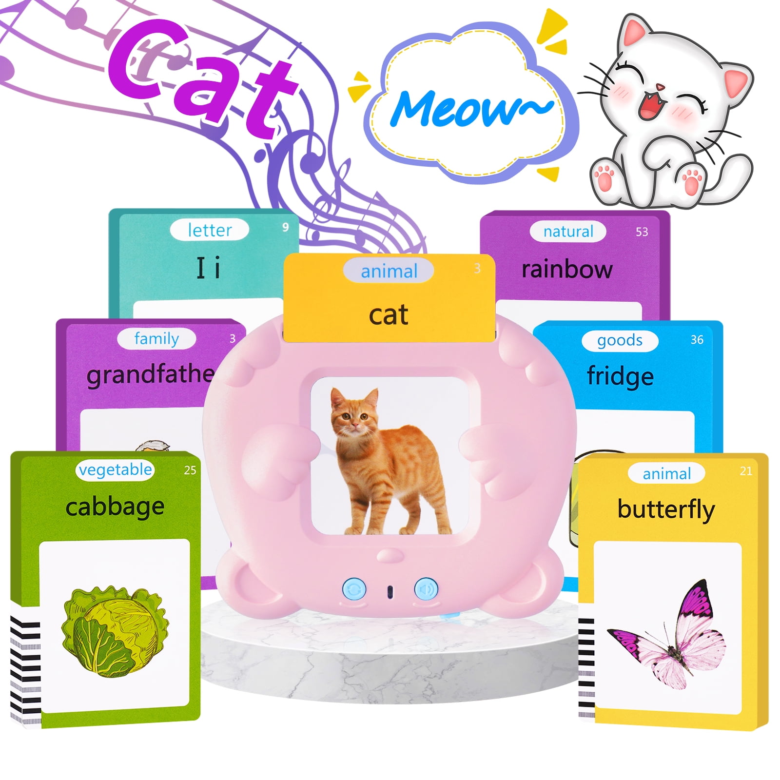 DAZLUTE Toddlers Talking Flash Cards with American accent and 510 Sight ...