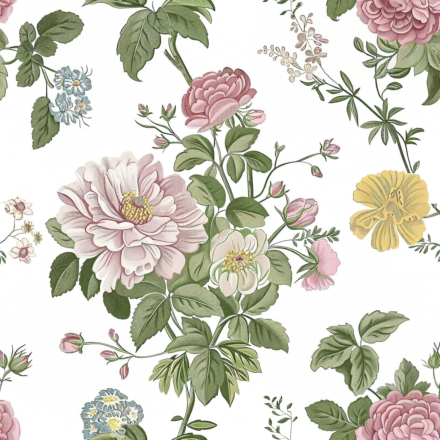 DAZLUTE Vintage Floral Wallpaper Peel and Stick Wallpaper Floral ...