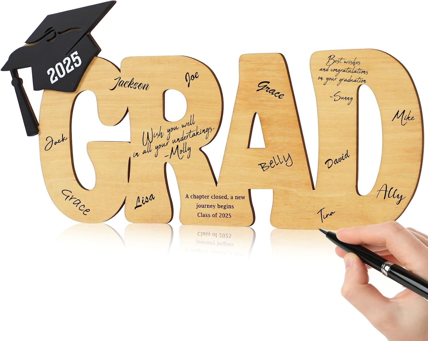 DAZONGE Graduation Decorations 2025, Wood Graduation Signature Sign ...