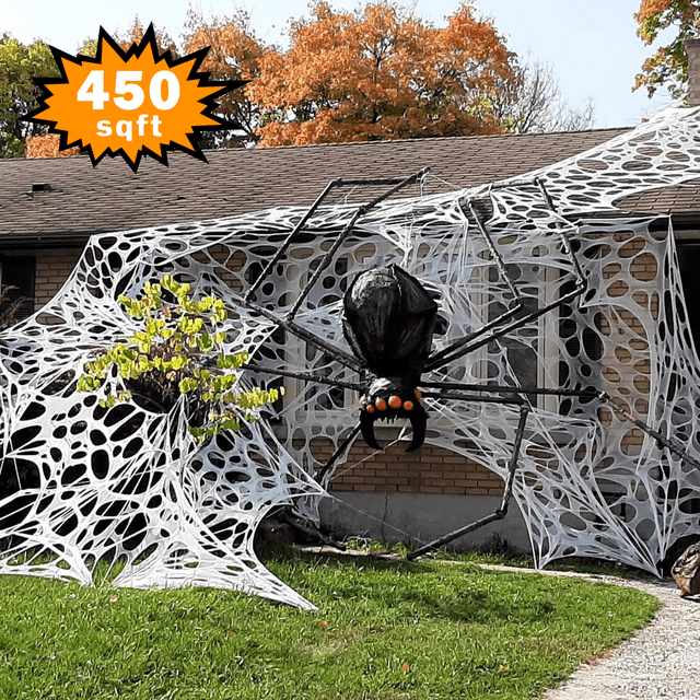 DAZONGE Outdoor Fake Spider Web, Halloween Party Decorations, Stretchy ...