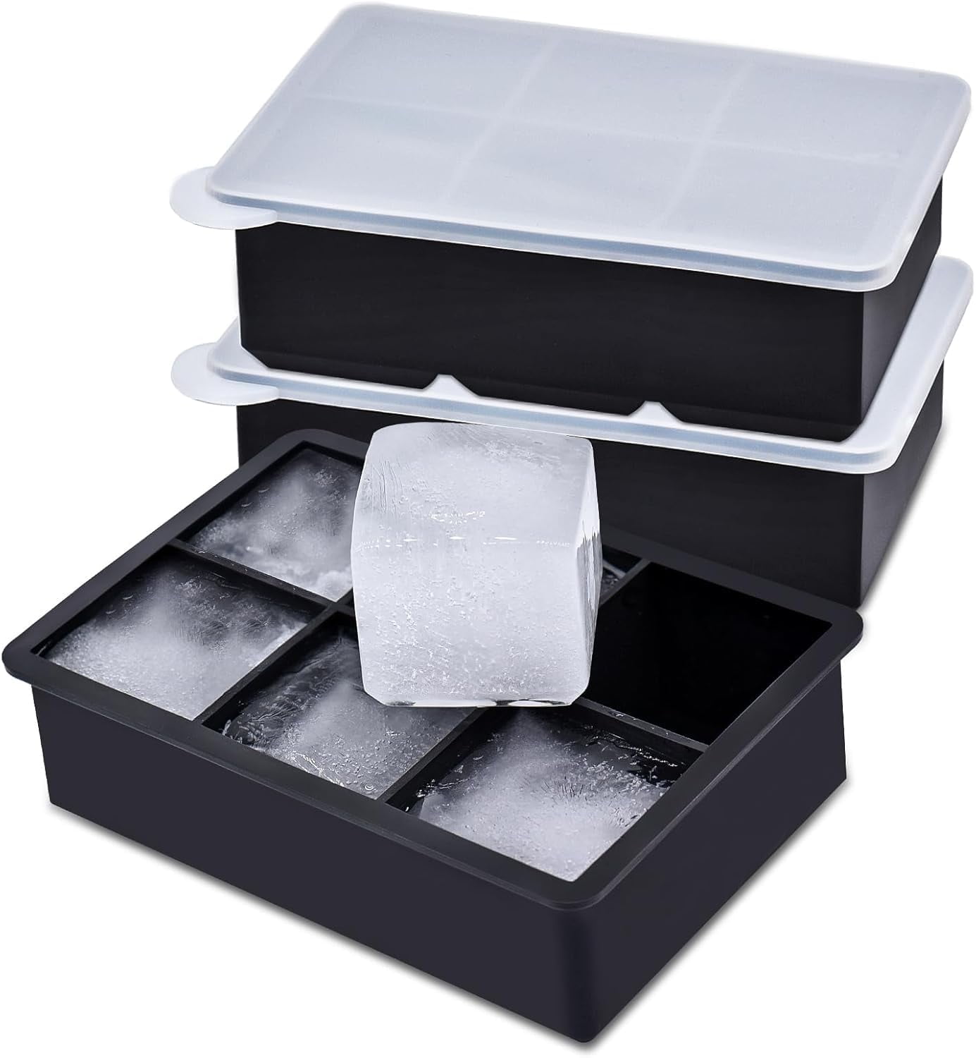 DAZUINIAO Silicone Ice Cube Tray for Freezer 3 Pack Reusable Square Ice ...