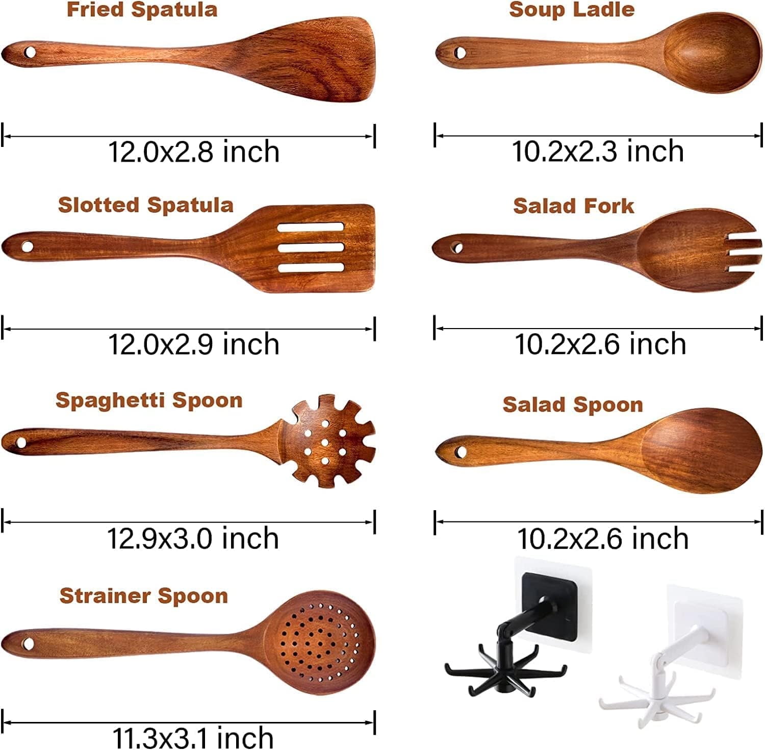 DAZUINIAO 7PCS Wooden Spoons for Cooking, Wooden Utensil Set with 2 ...