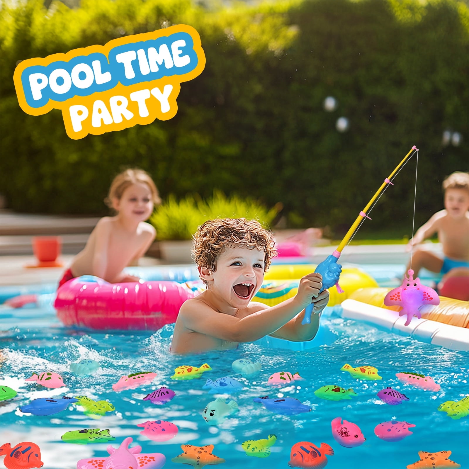 DAZULE Magnetic Fishing Game for Toddlers Kids Pool Toys Set with ...