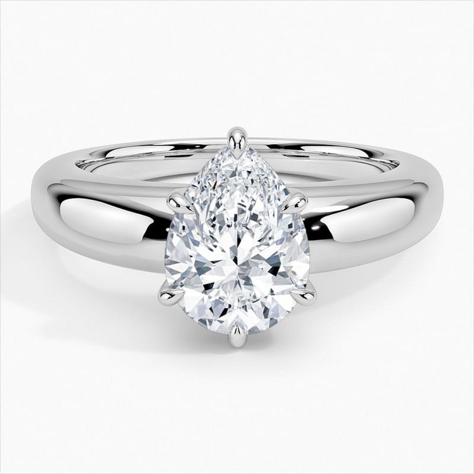 Dazzle Jewel 14K White Gold Plated Diamond Ring - Pear Cut Excellent 1. ...