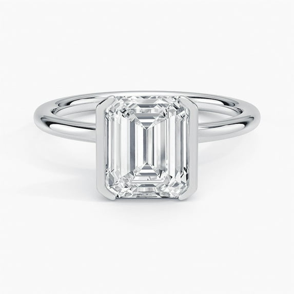 DAZZLE Jewel 14K White Gold Plated Ring - 1.7 Ct Emerald Cut Lab ...
