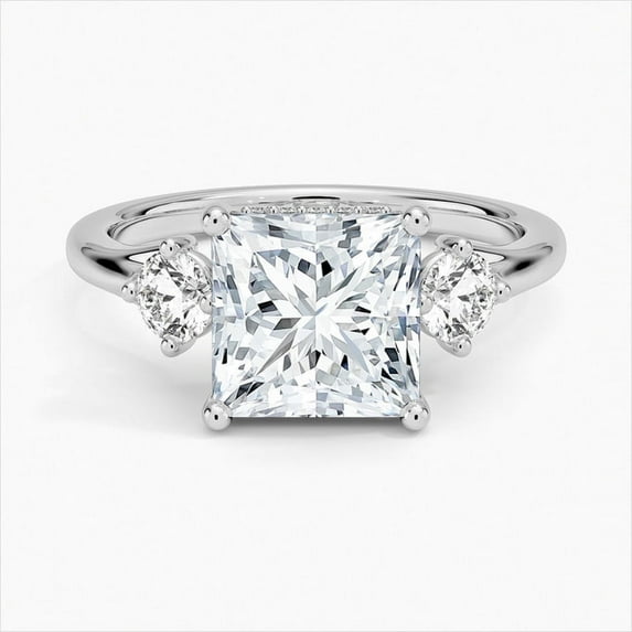 DAZZLE Jewel 14K White Gold Plated Rings for Her - 1.9 Ct Princess Cut ...