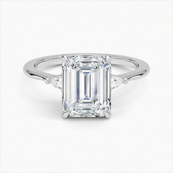 DAZZLE Jewel 2.1 Ct Emerald Cut Diamond Rings - 14K White Gold Plated ...