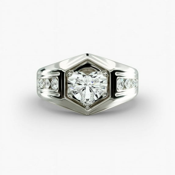 DAZZLE Jewel Heart Cut 1.6 Ct Lab Created Diamond Wedding Ring for Him ...