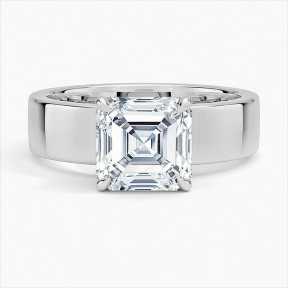 DAZZLE Jewel Silver 14K White Gold Plated Ring - Asscher Cut Excellent ...