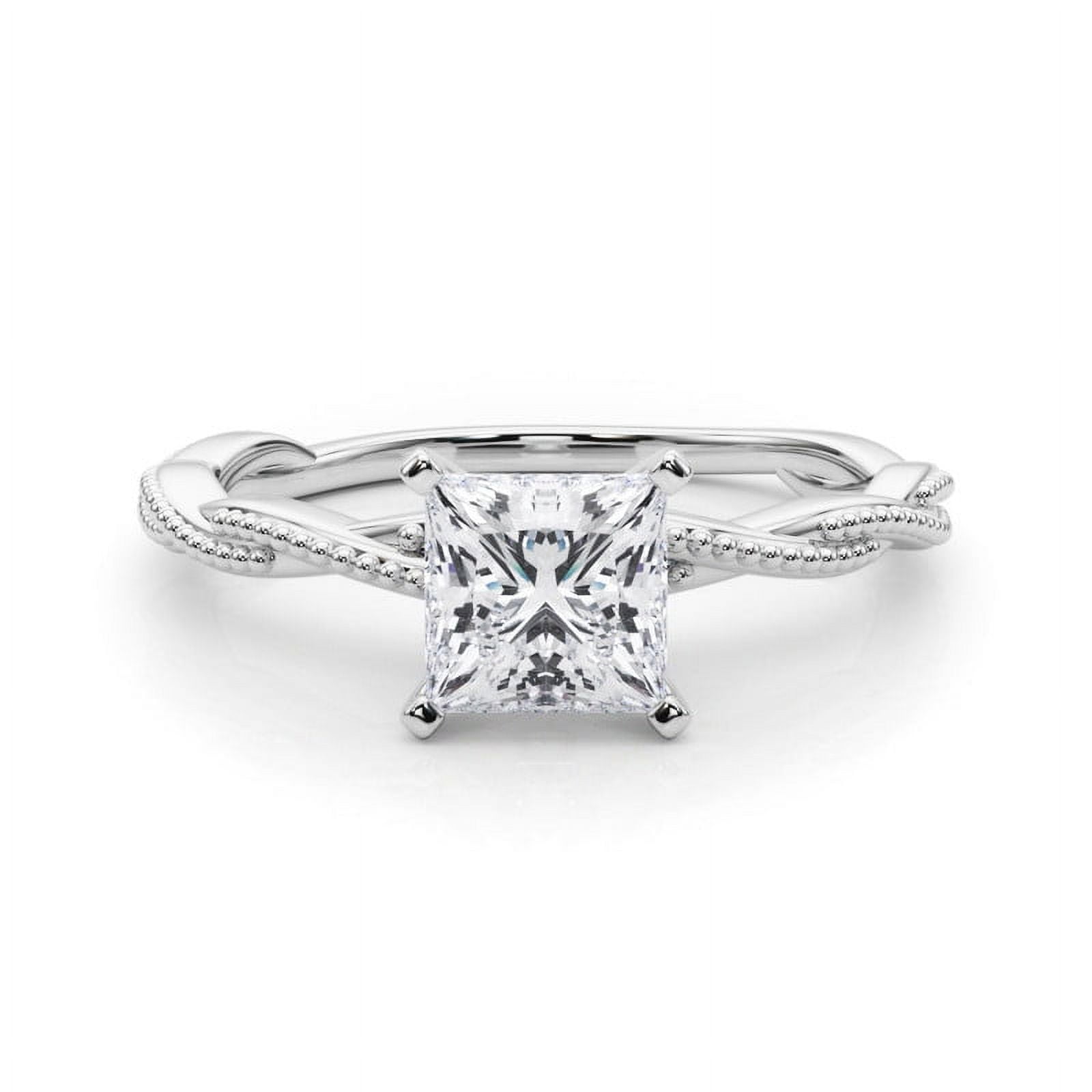 Dazzle Jewel Stamped 14K White Gold Plated Diamond Engagement Ring - 1. ...
