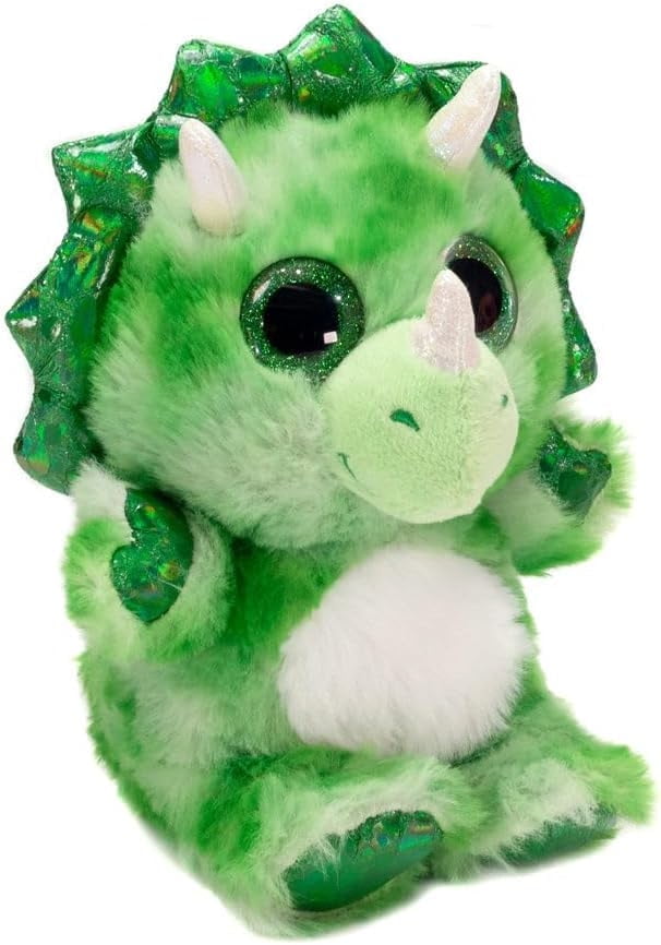 DAZZLEZ 6.5-Inch Green Triceratops Plush Toy - Soft Cuddly Dinosaur ...