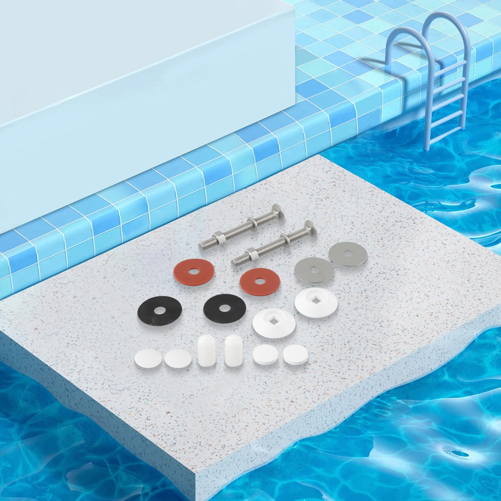 DB-TB-M White Diving Board Mounting Kit for Two Hole Residential Diving ...