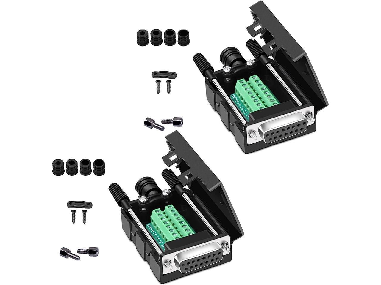 DB15 Solderless Serial to 15-pin Port Terminal Female Adapter Connector ...