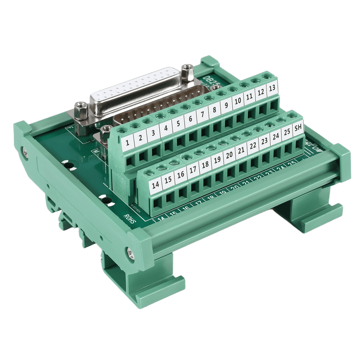 DB25 DIN Rail Mount Interface Module Male/Female Connector Breakout ...