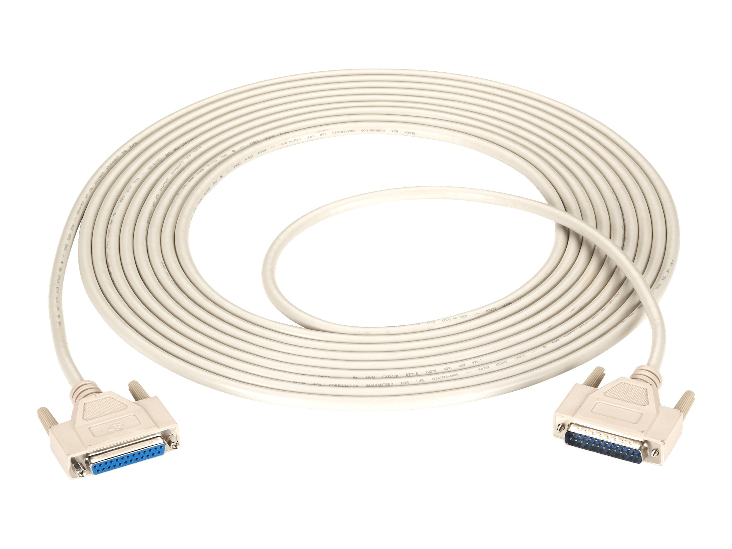 Black Box 25ft RS-232 Serial Cable Shielded Molded PVC BC00714 ...