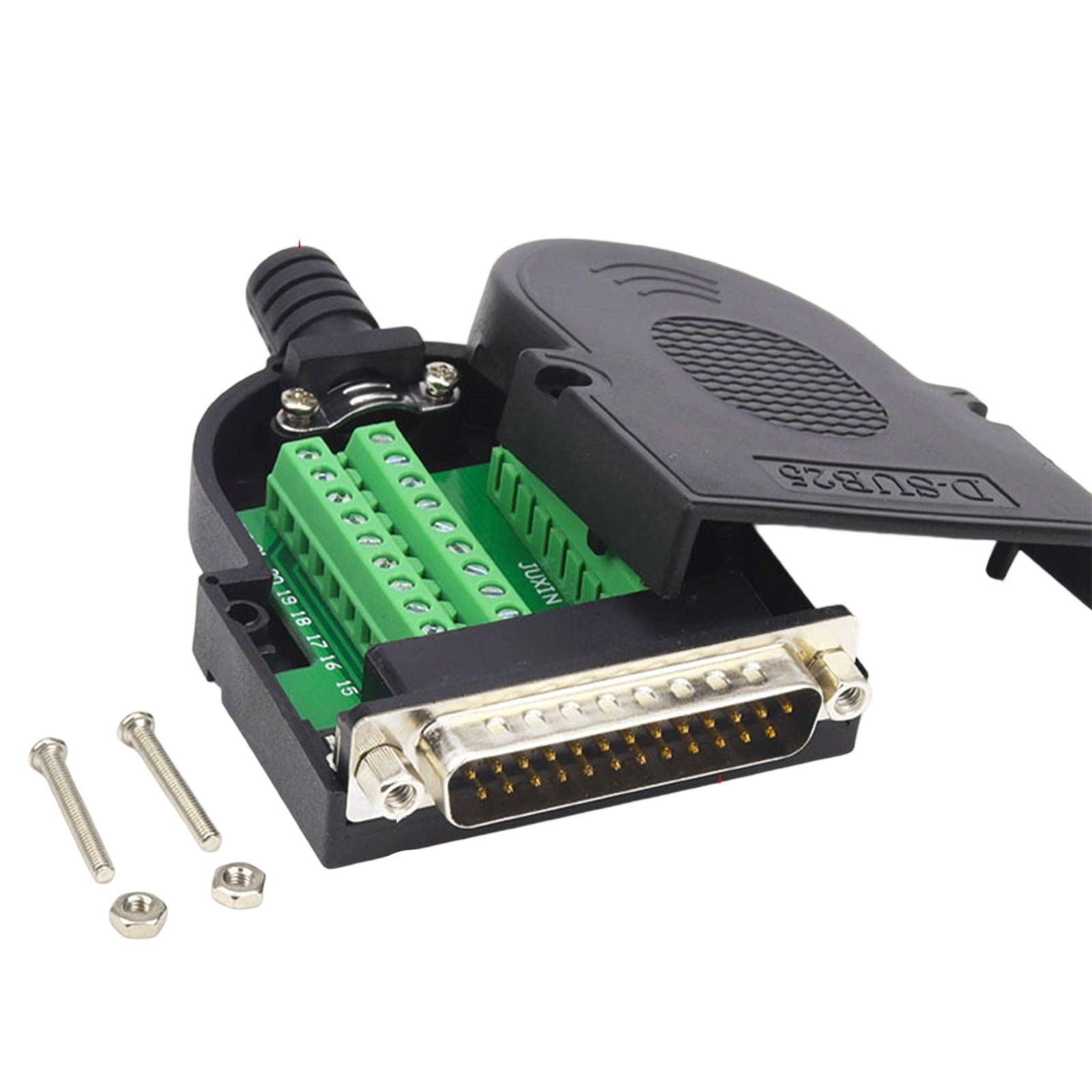 DB25 RS232 Terminal Connector Adapter Flexible Tail Sleeve Screw Lock ...