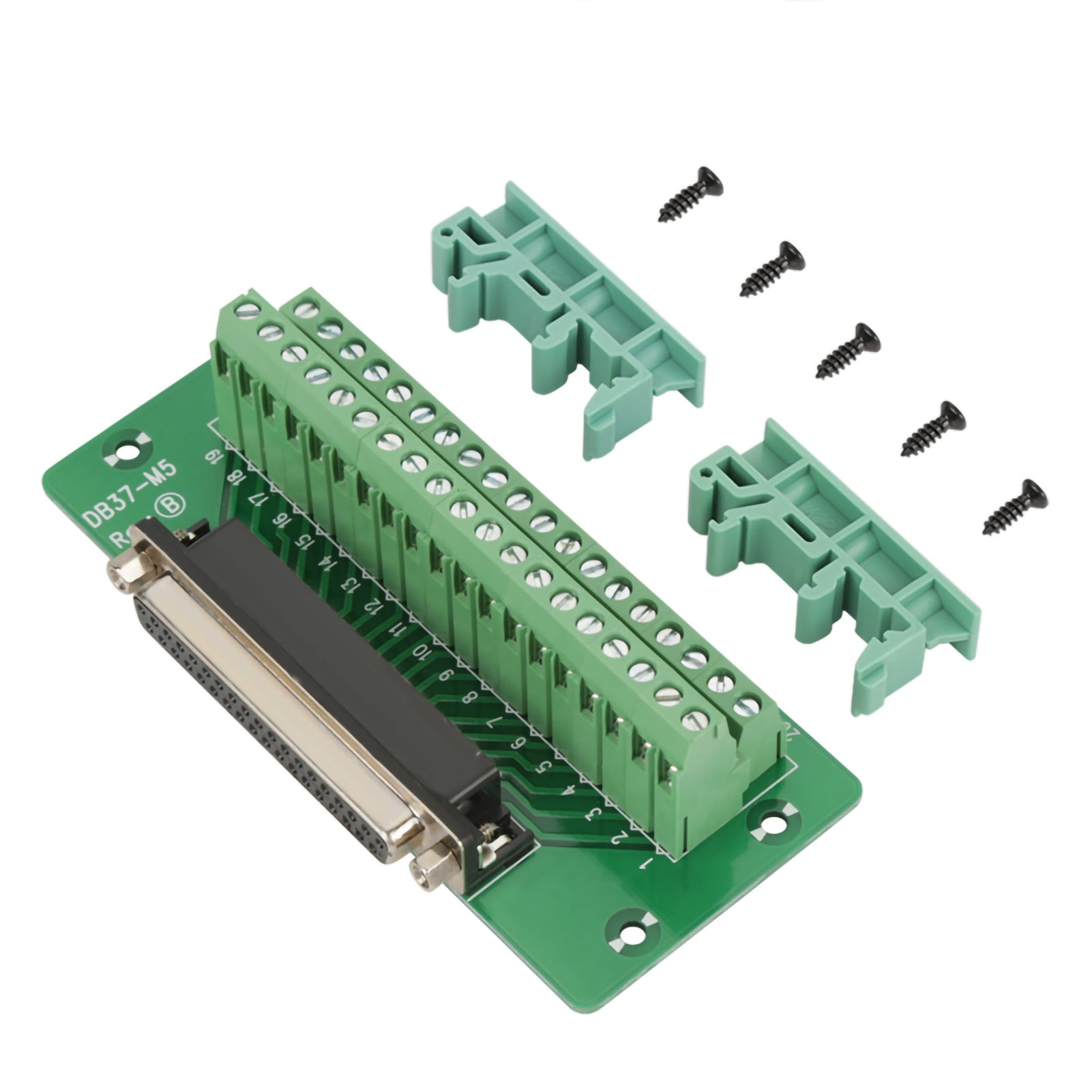 DB37 DIN Rail Mount Interface Module, Female Head Connector Terminal Breakout Board for PLCs ...