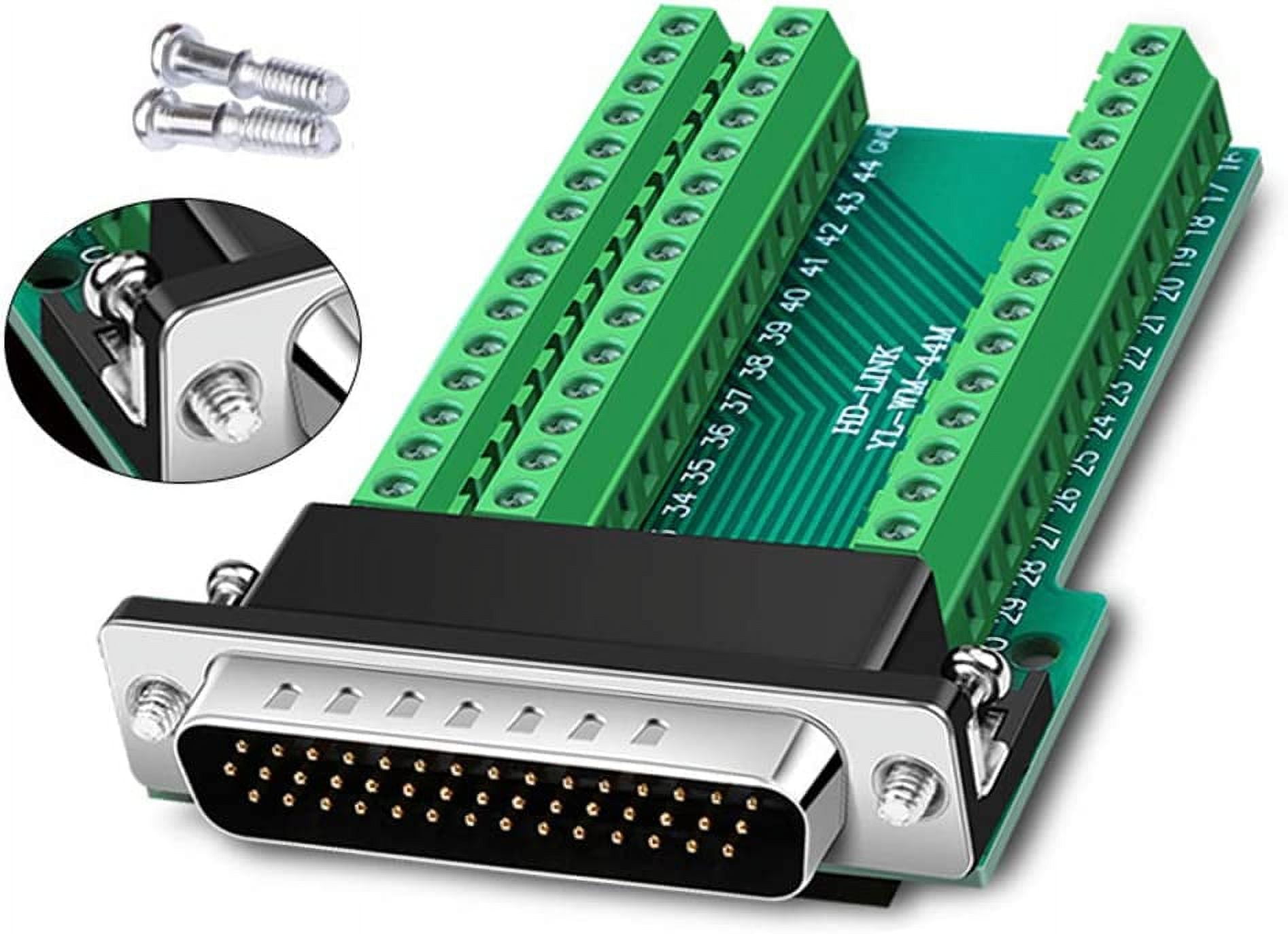 DB44 Solderless Connector, Male D-SUB to 44-pin Port Terminal Adapter ...