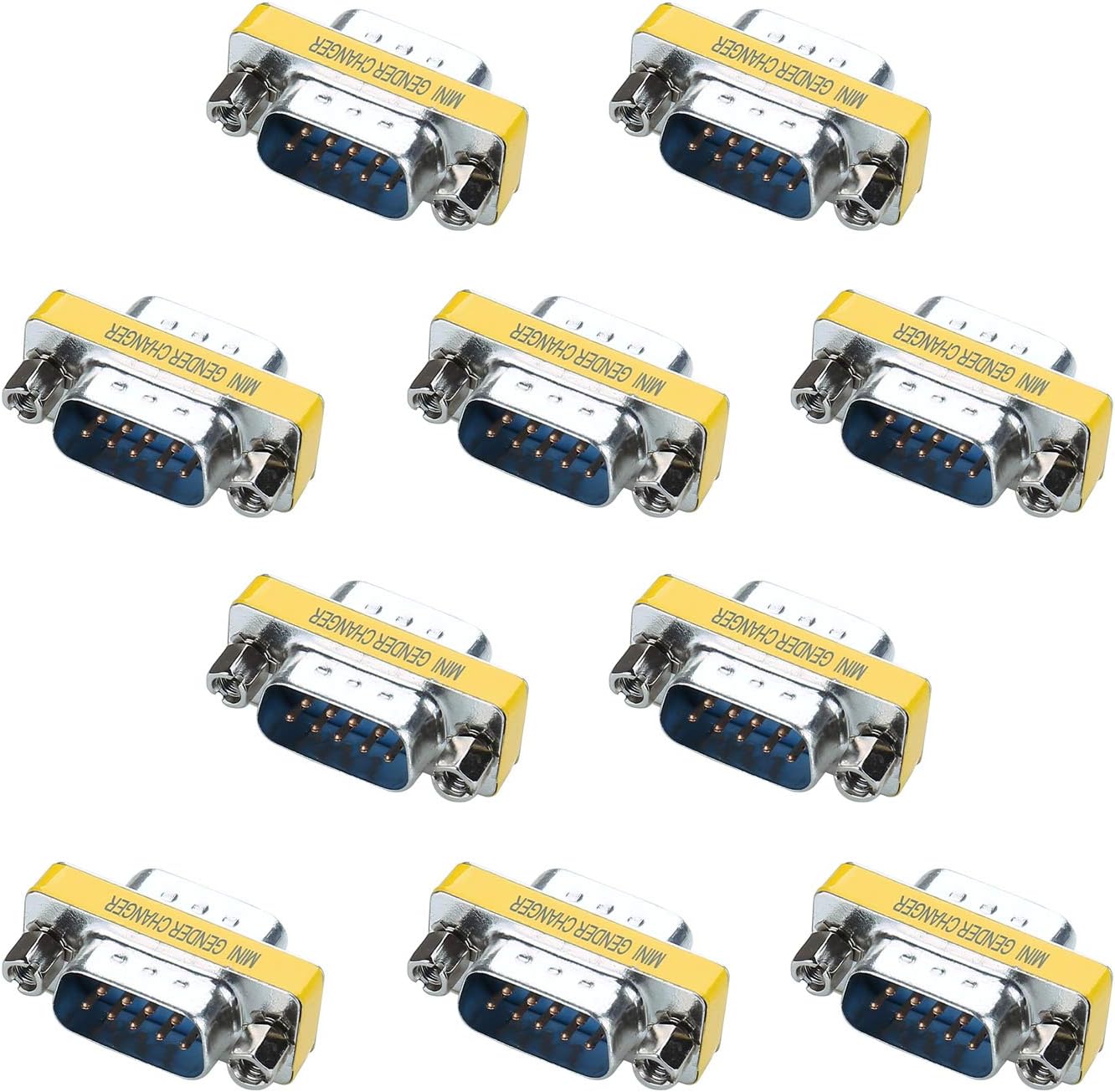 DB9 Mini Gender Changer - 10Pack 9 Pin RS-232 DB9 Male to Male Serial Cable Coupler Adapter ...