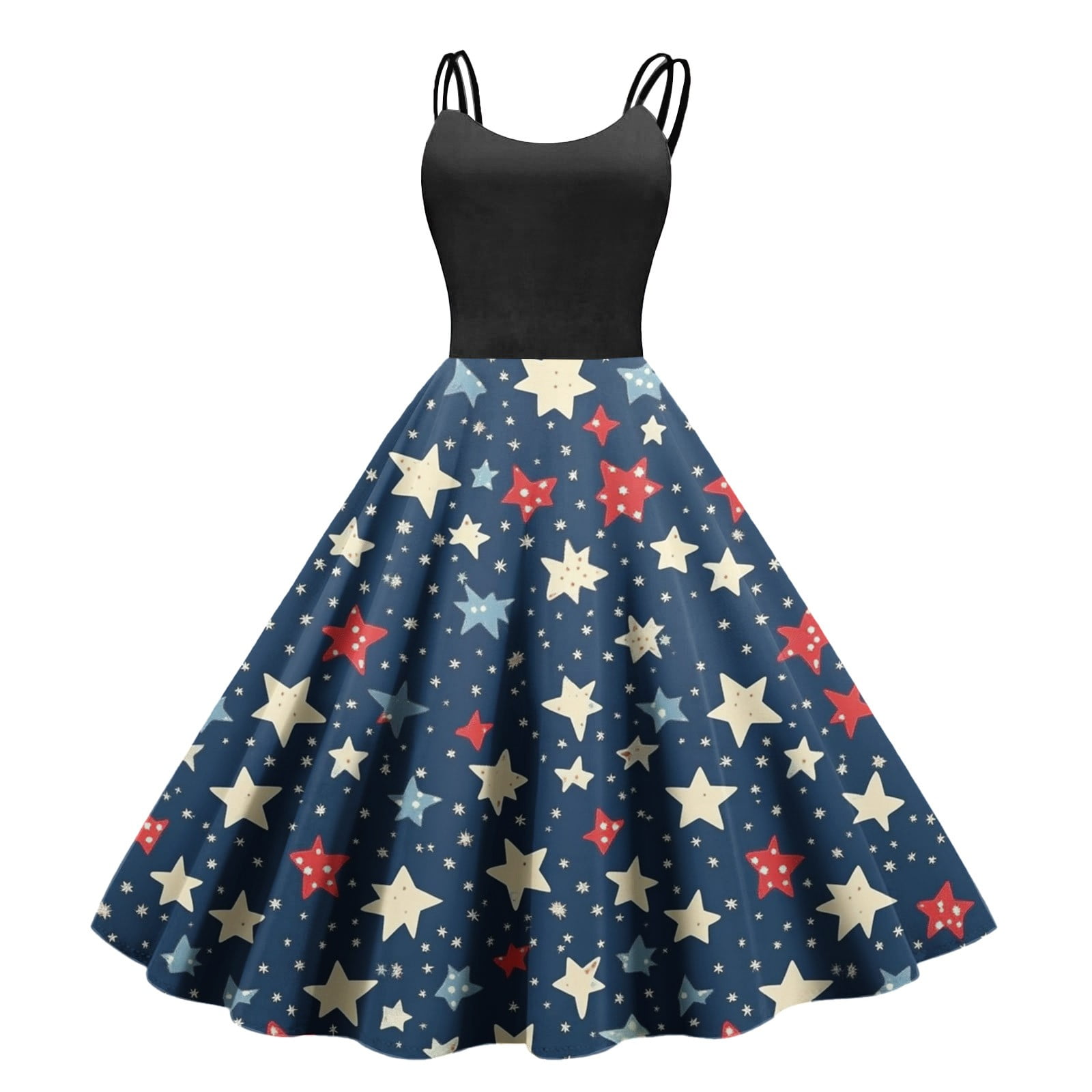DBAIXID 4th of July Dress for Women Sleeveless Red White and Blue 1776 ...
