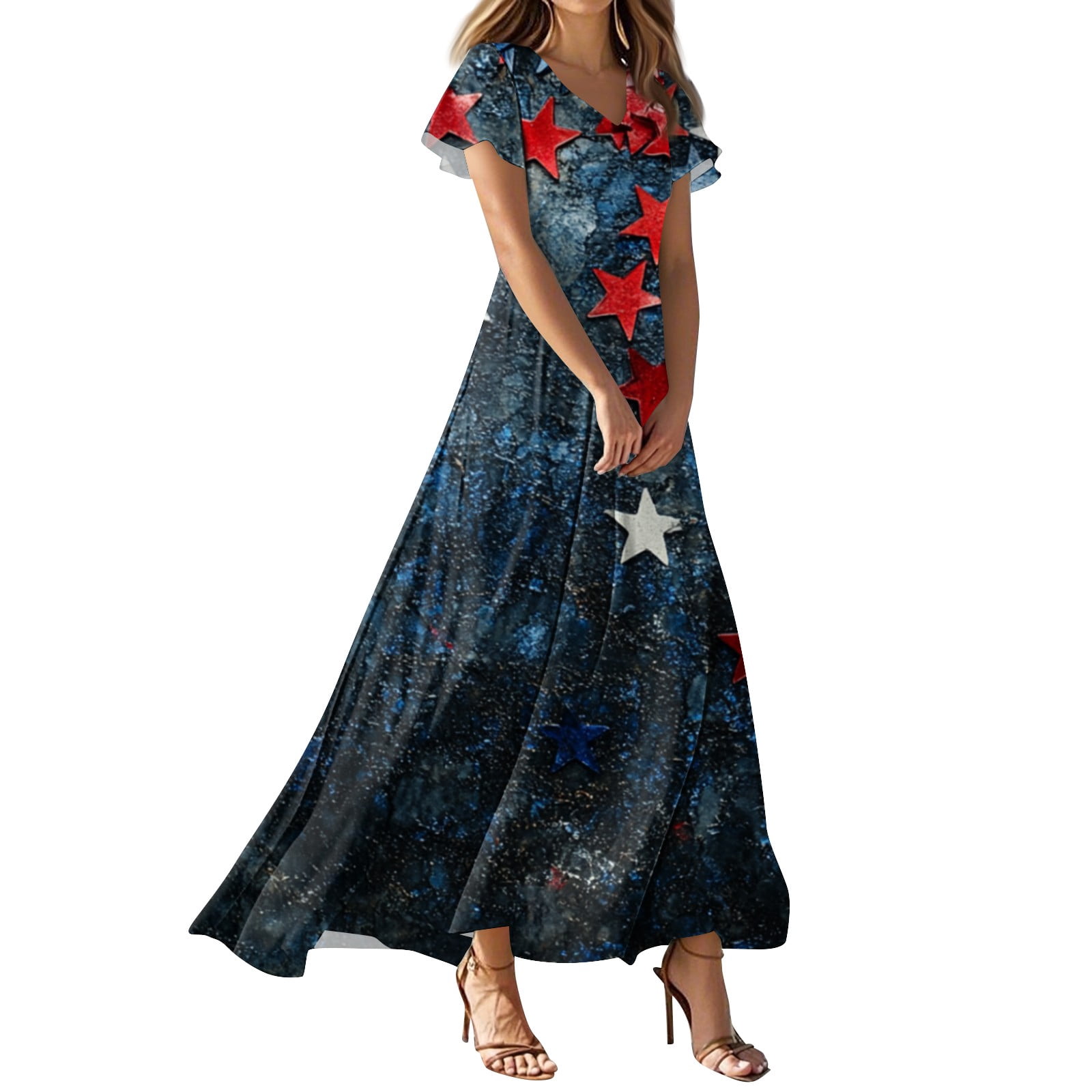 DBAIXID 4th of july Swing Summer Dress For Women 2025 Patriotic ...