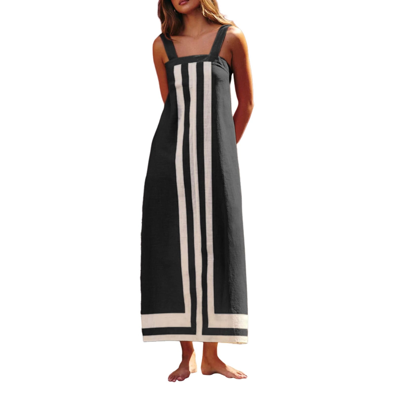 DBAIXID Beach Vacation Clothes for Women Summer Dress 2025 Striped H ...