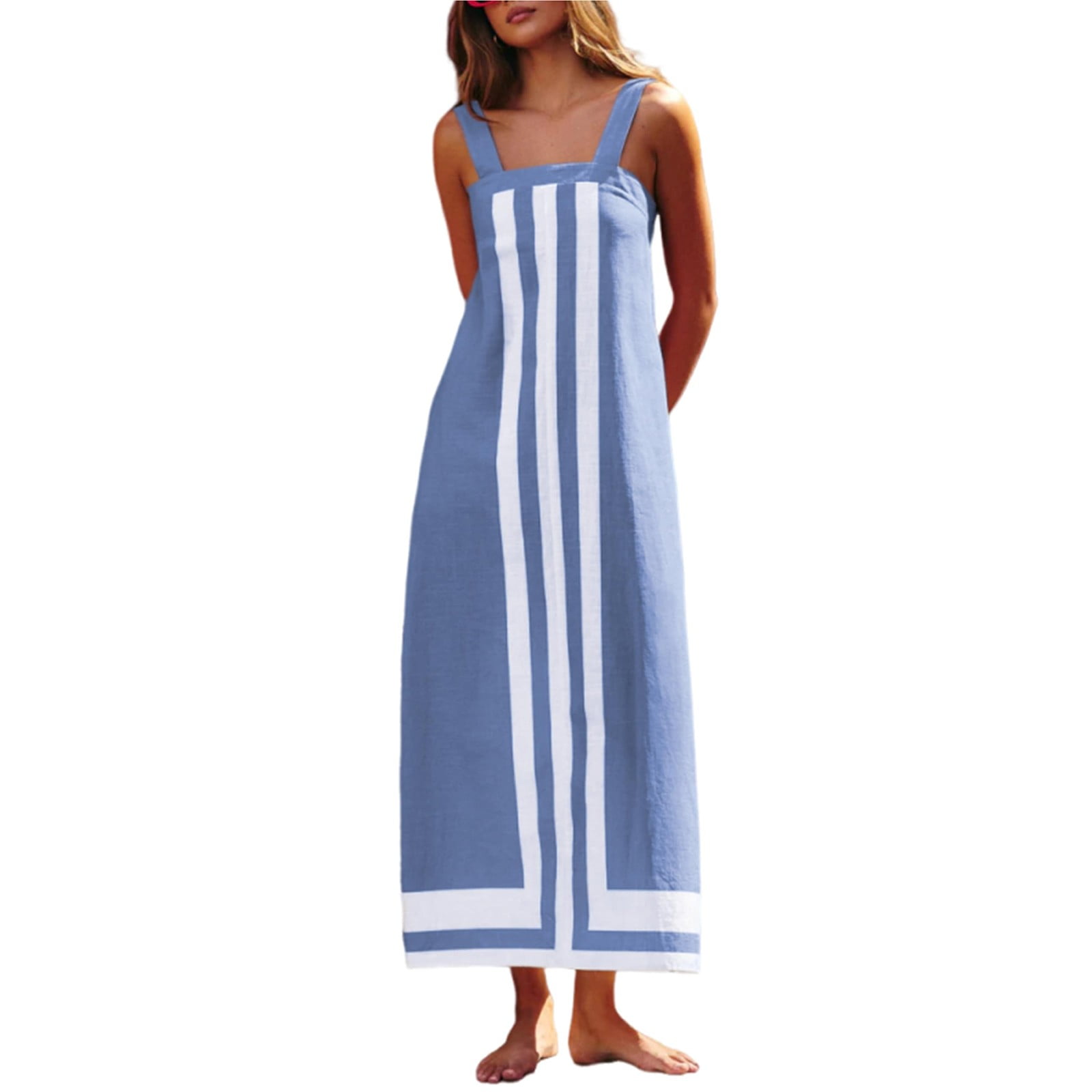 DBAIXID Beach Vacation Clothes for Women Summer Dress 2025 Striped H ...