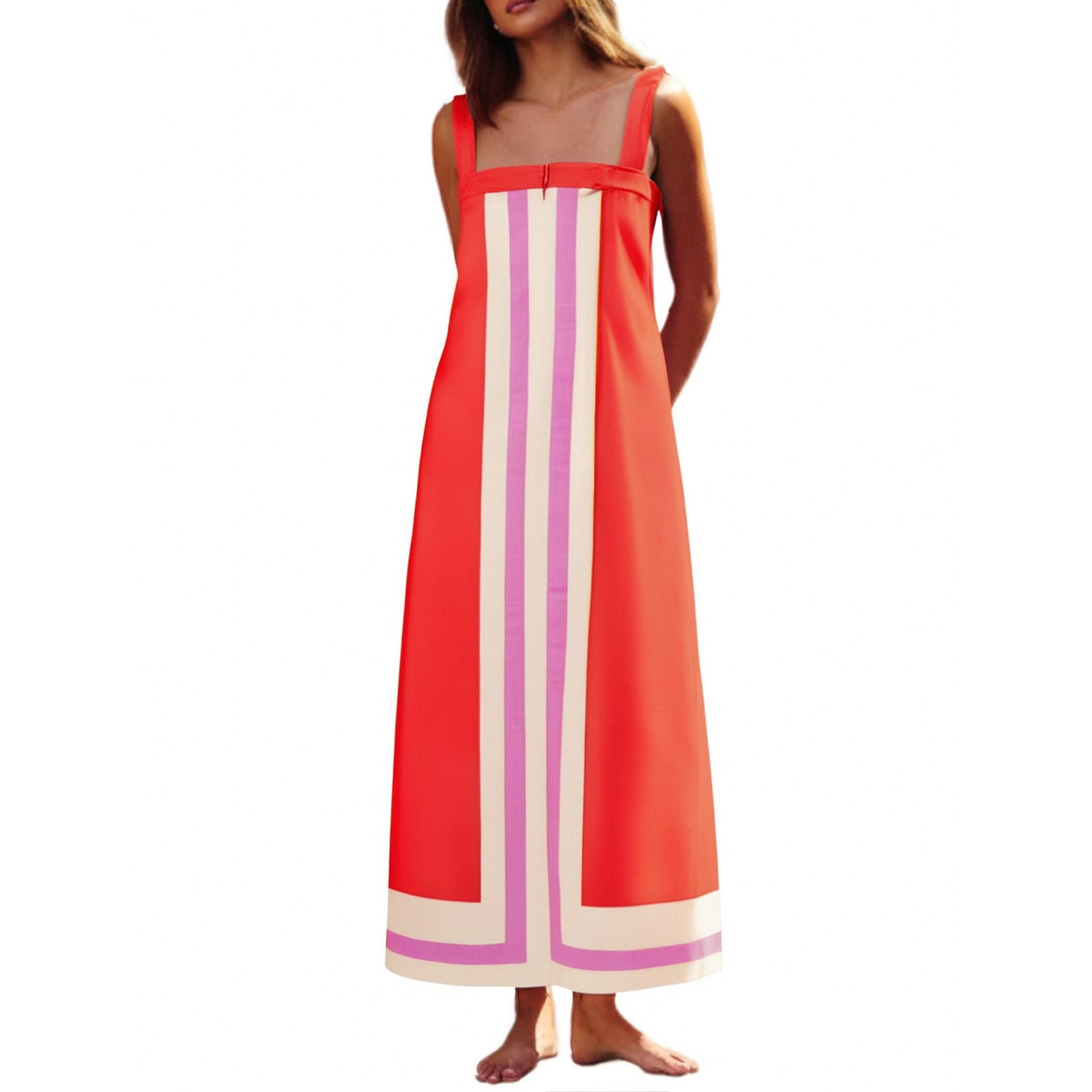 DBAIXID Beach Vacation Clothes for Women Summer Dress 2025 Striped H ...