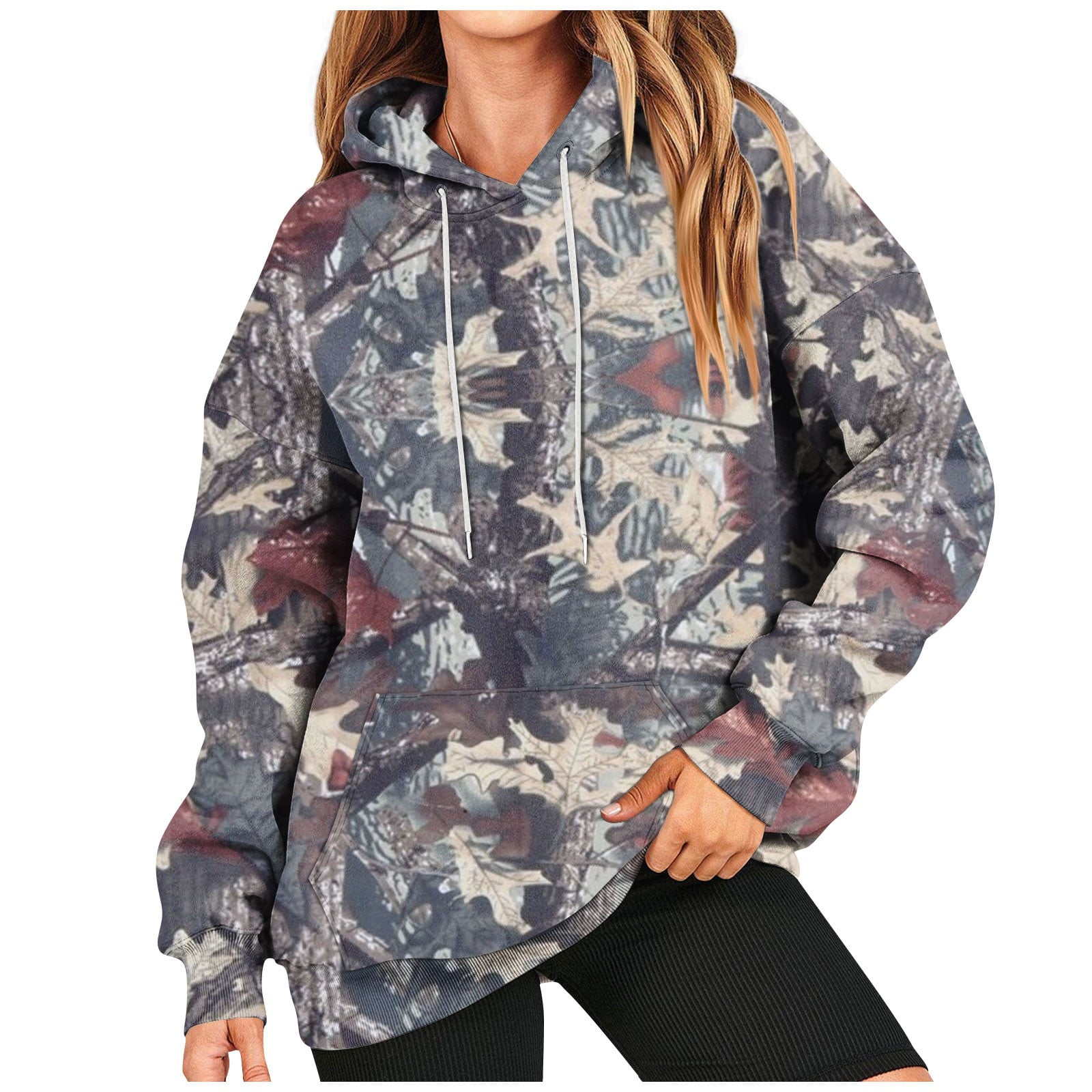 DBAIXID Camo Hoodie for Women Fleece Long Sleeve Pullover Fall Spring ...