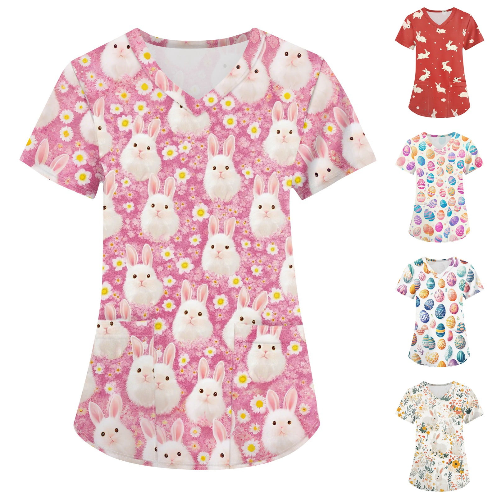 DBAIXID Easter Scrubs for Women In Store Loose Fit with Pockets Medical ...