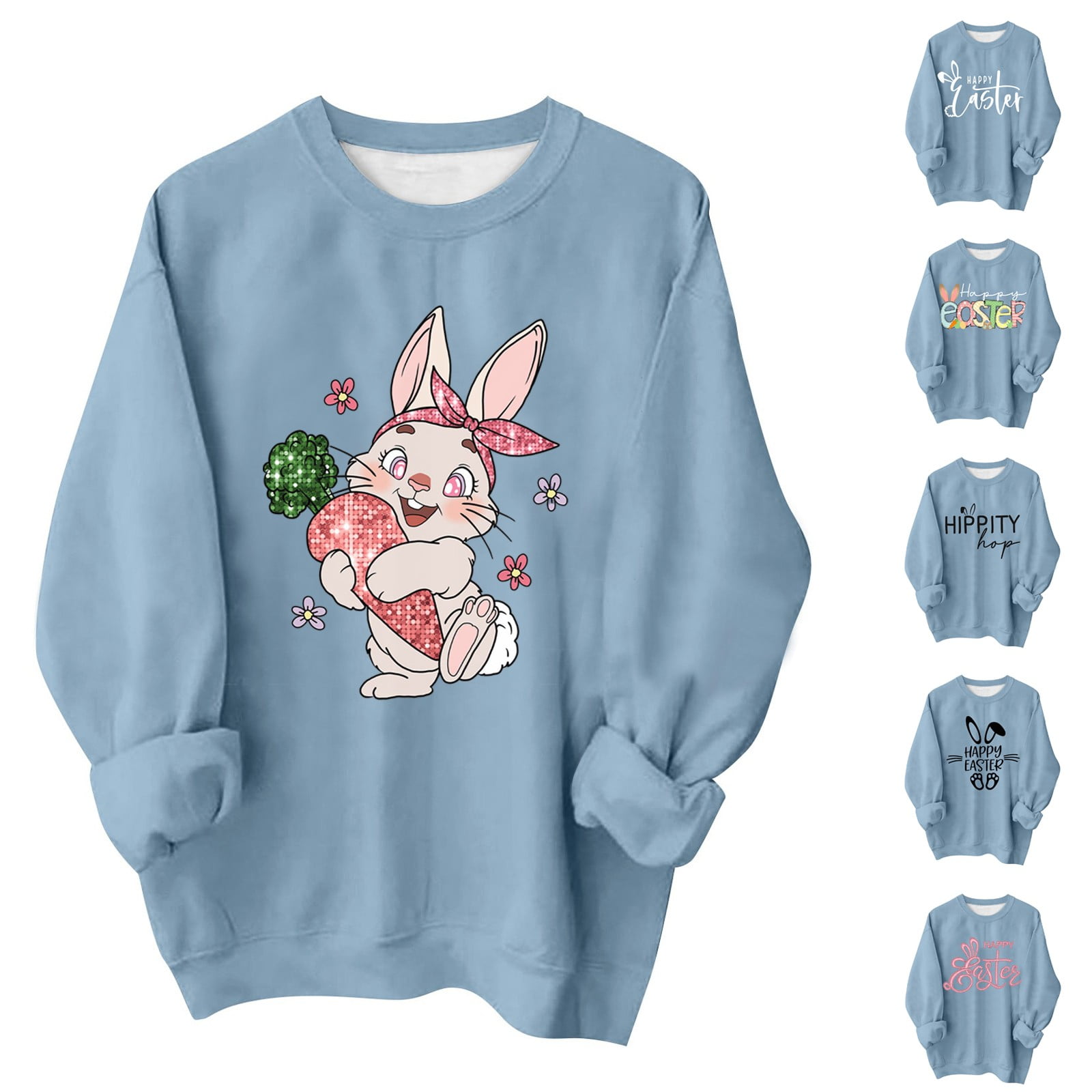 DBAIXID Easter Sweater Womens Plus Size Loose Fit Rabbit Stretchy ...