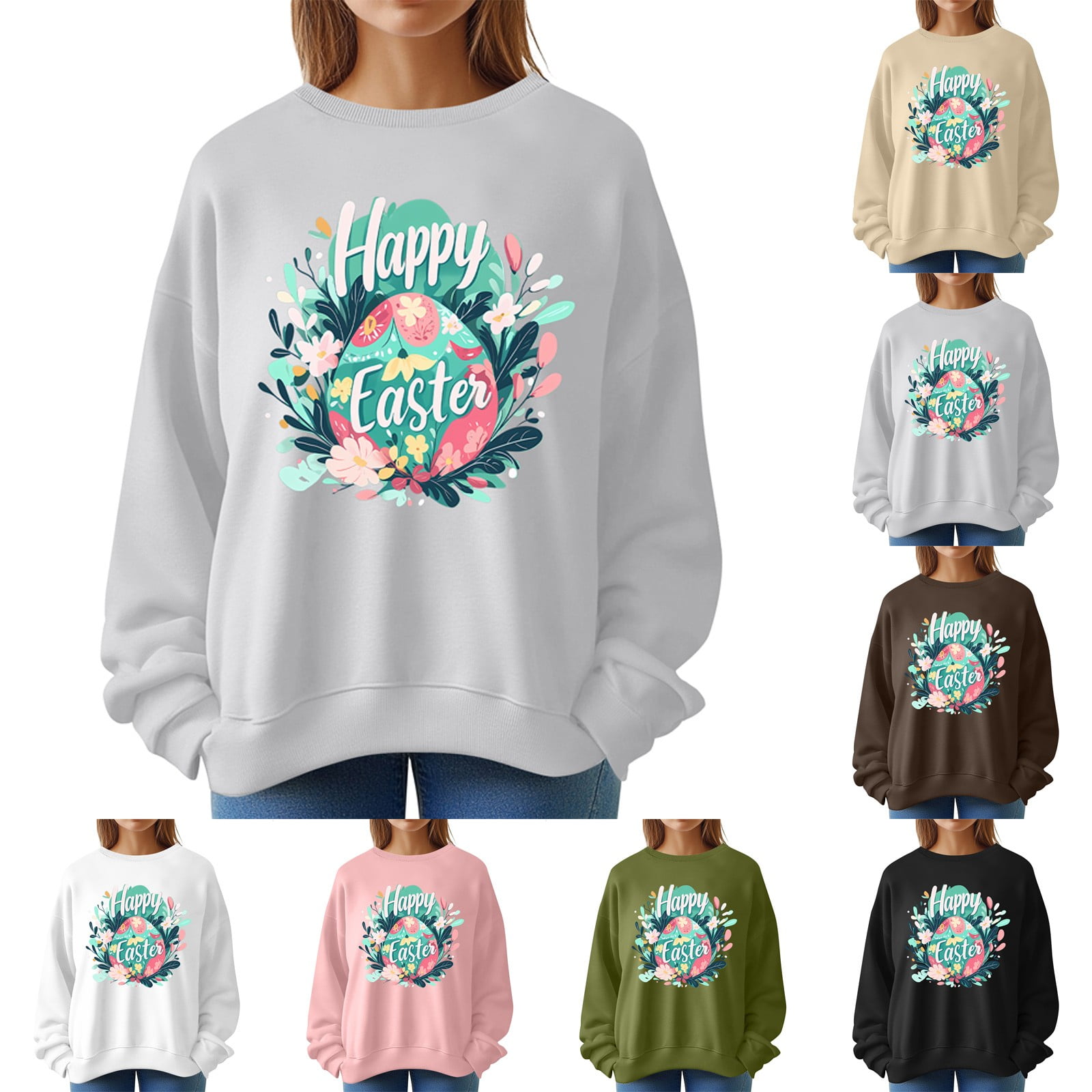 DBAIXID Easter Sweater Womens Plus Size Oversized Bunny Holiday Cute Easter Shirts for Women ...