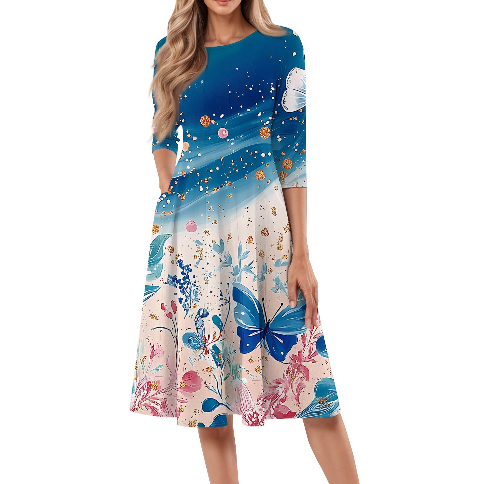 DBAIXID Floral Summer Dresses for Women 2025, Beach Trendy Floral Dress ...