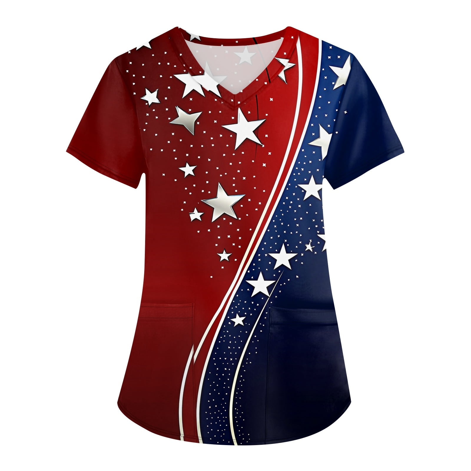 DBAIXID Fourth Of July Scrubs Womens 1776 Unshackled Spirit Scrub Tops ...