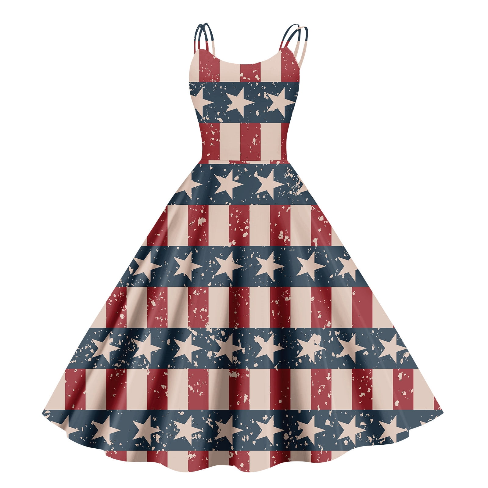 DBAIXID Fourth of July Womens Dress Round USA American Flag 1776 ...