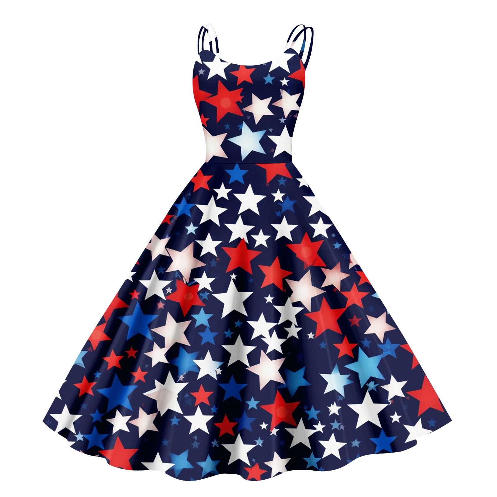 DBAIXID Fourth of July Womens Dress Round USA American Flag Red White ...