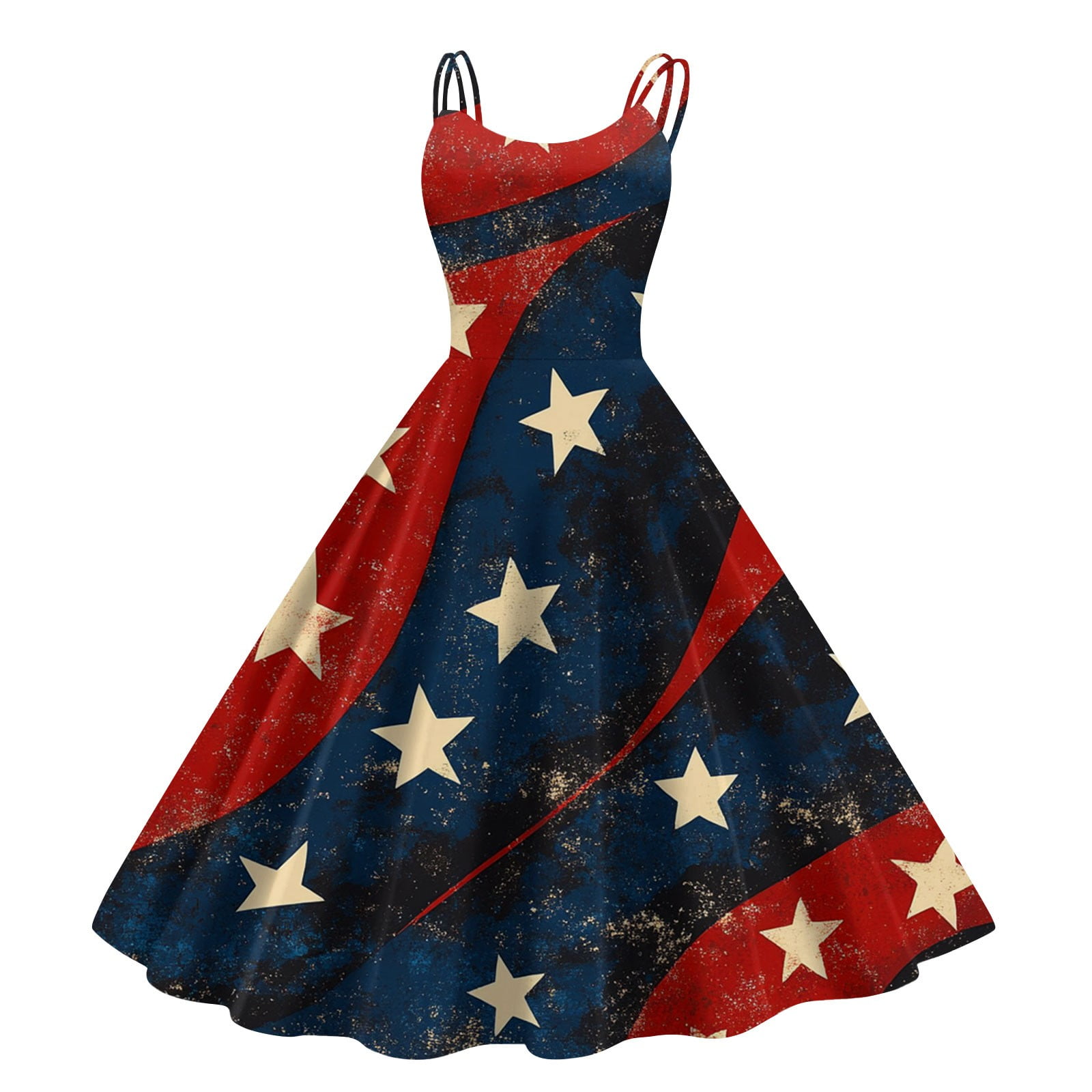 DBAIXID Fourth of July Womens Dress Sleeveless 1776 Patriotic Plus Size ...