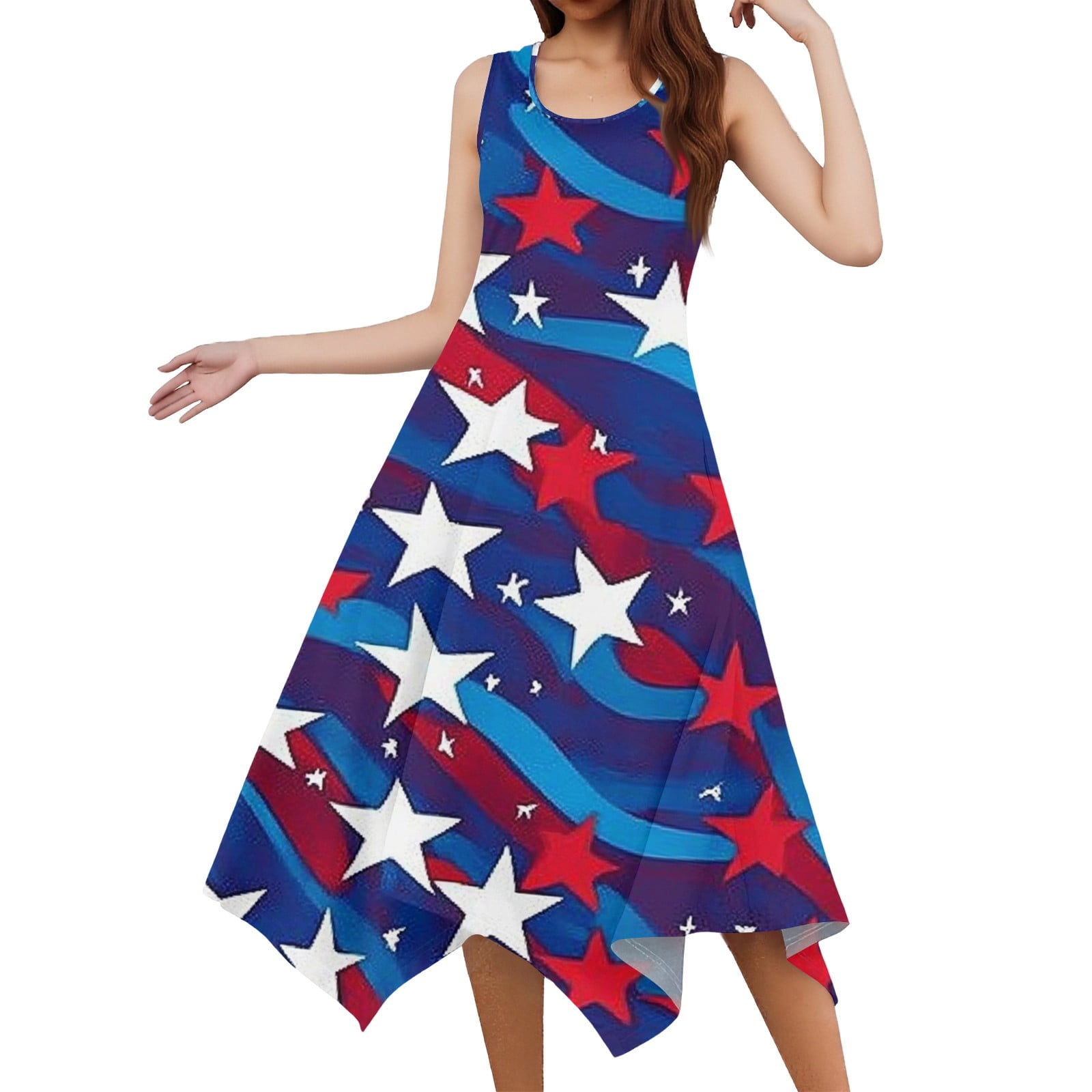 DBAIXID Independence Day Dress for Women Sleeveless USA American Flag ...
