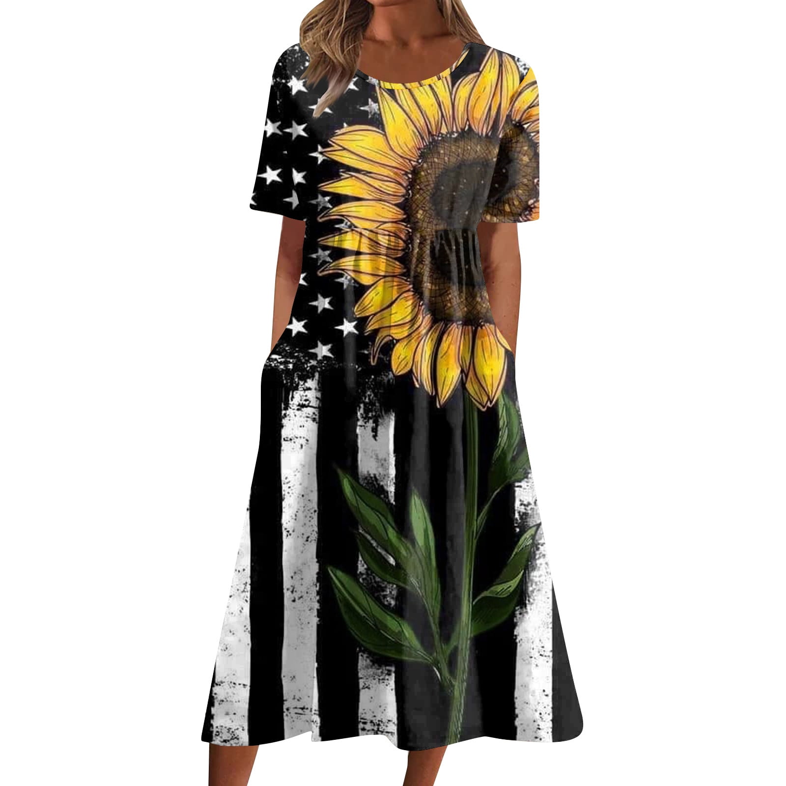 DBAIXID Independence Day Dress for Women Plus Size Usa Flag Land Of the ...