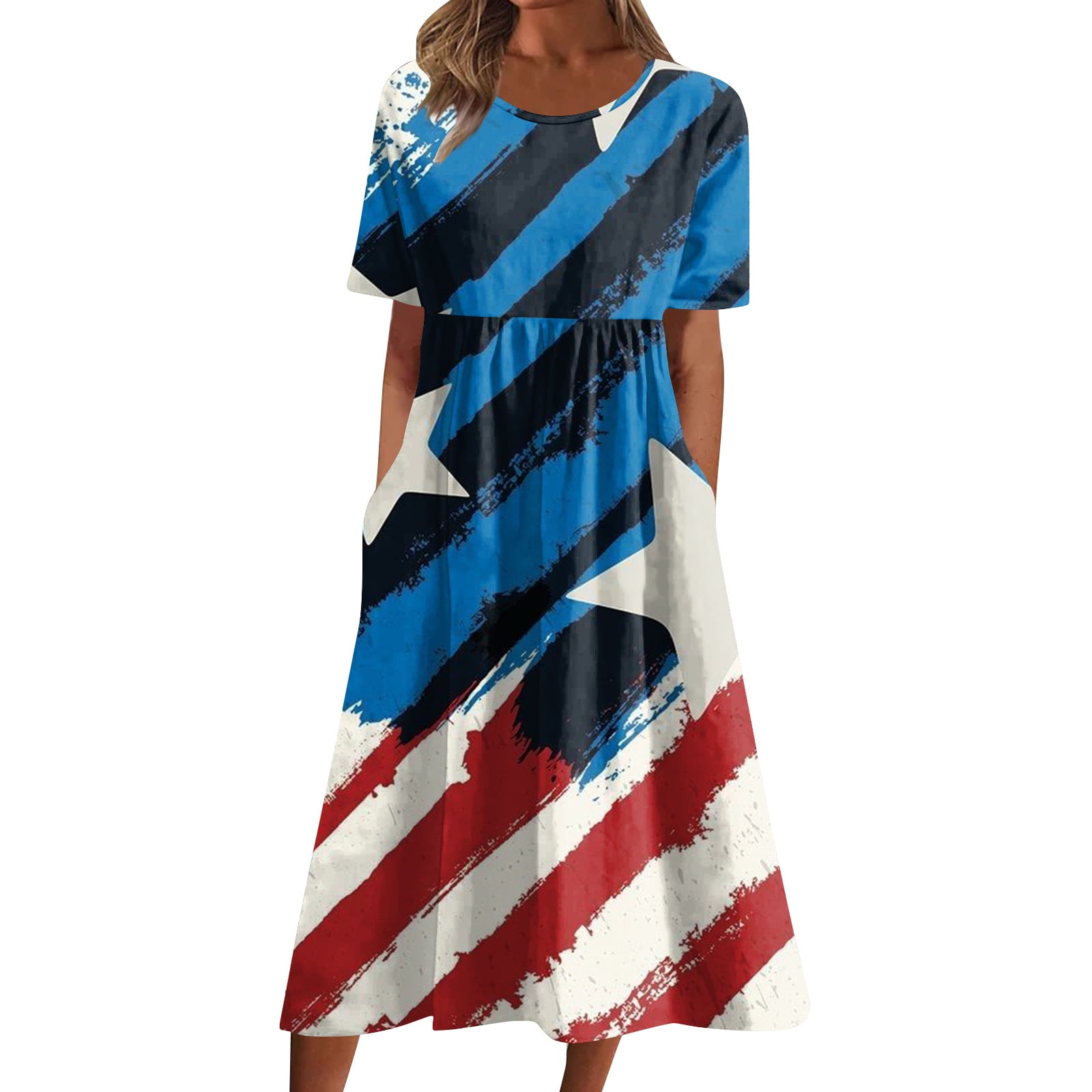 DBAIXID Independence Day Dresses Womens Usa Flag American Flag ...