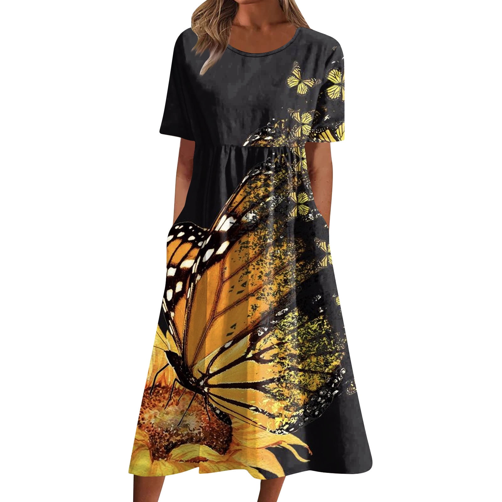 DBAIXID Independence Day Dresses for Women Short Sleeve Patriotic ...