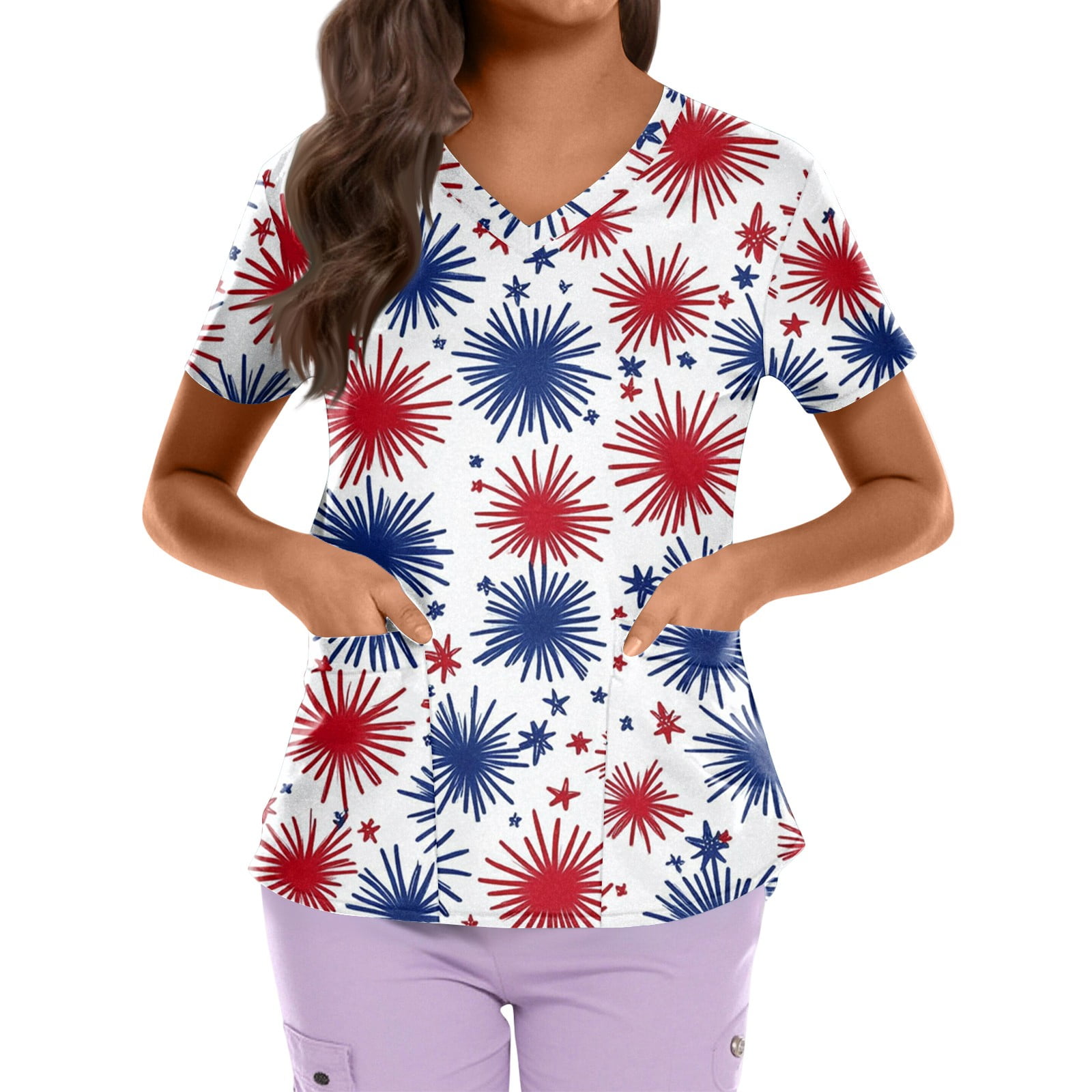 DBAIXID Independence Day Scrubs for Women Usa Flag Eagle's Flight Scrub ...