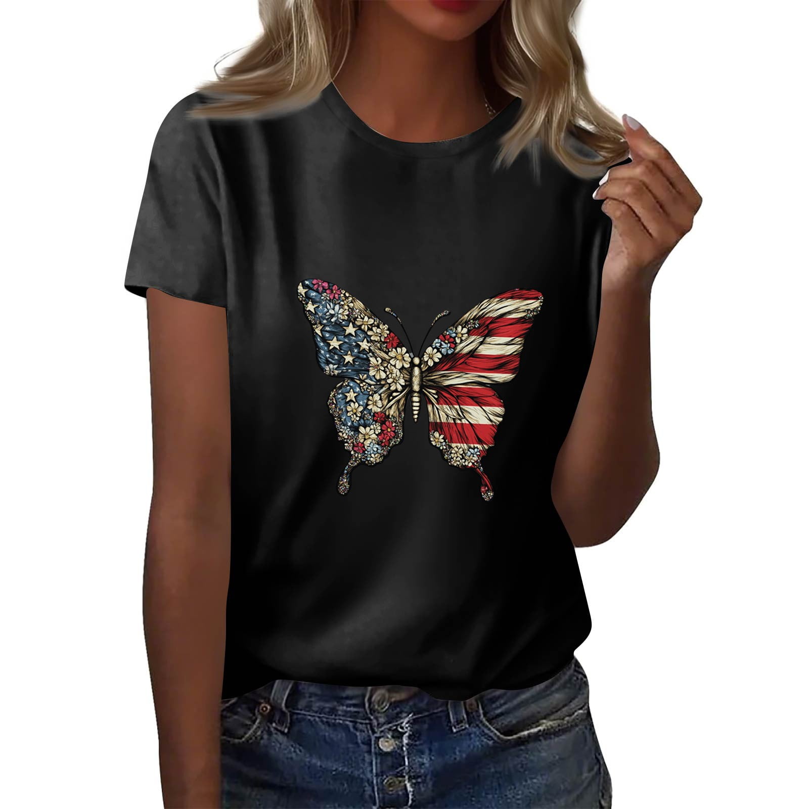 DBAIXID Independence Day Shirts for Women American Flag Liberty ...