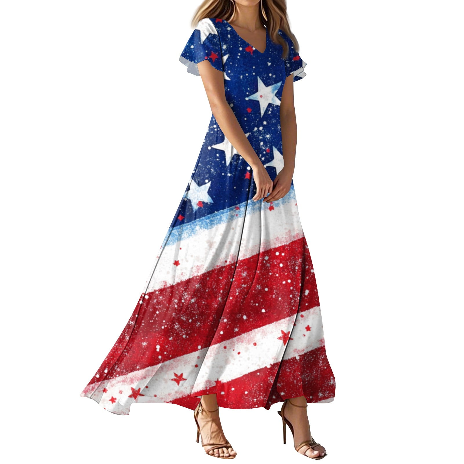 DBAIXID Independence Day Swing Summer Dress For Women 2025 Patriotic ...
